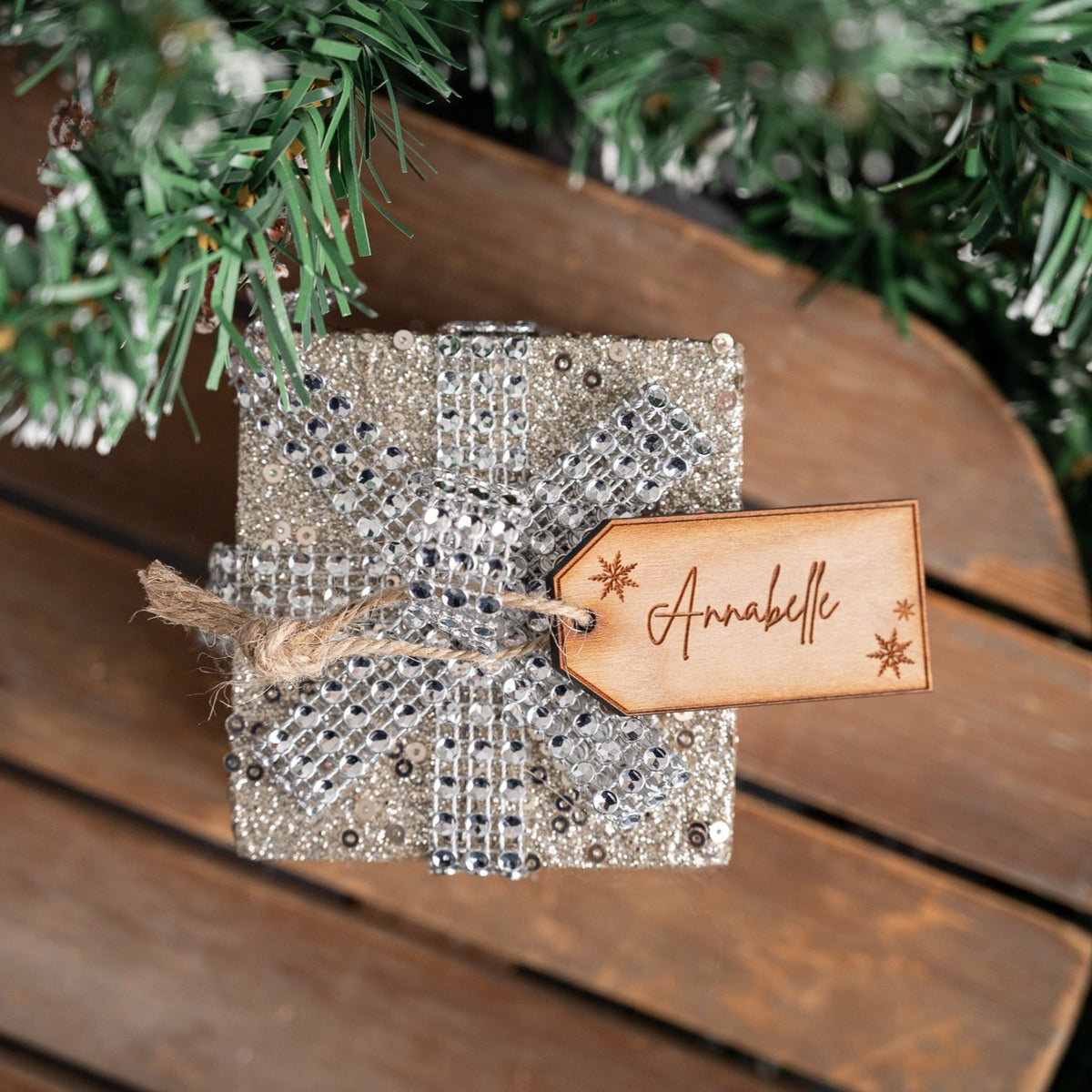Personalised Mini Wooden Gift Tag – Porky Penguin