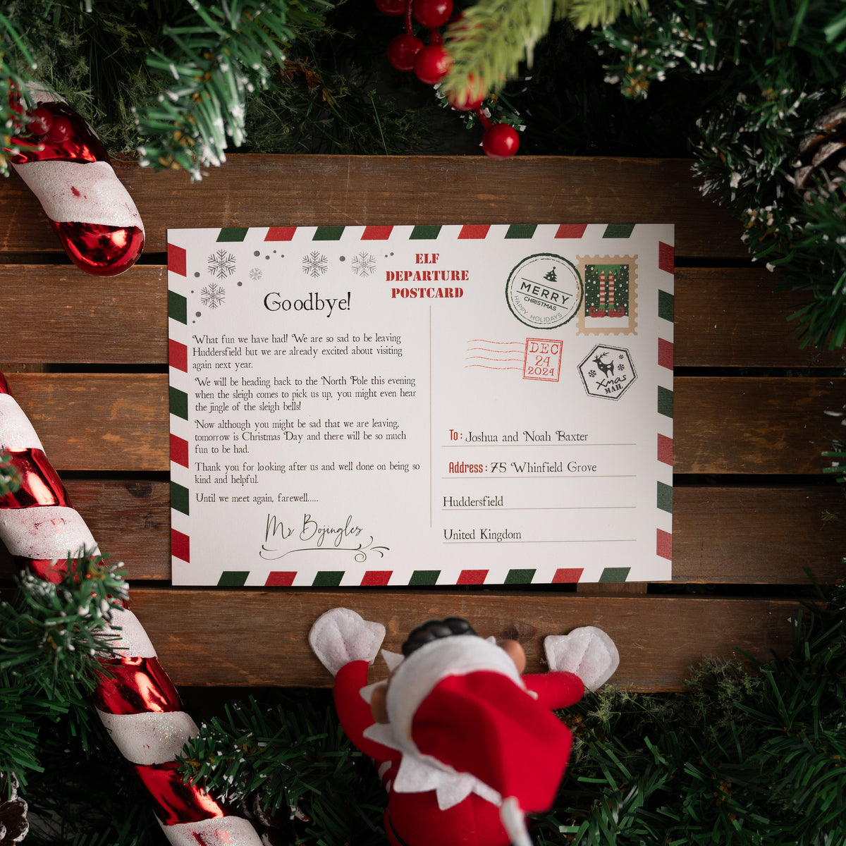 Personalised Elf Departure Postcard - 2024 – Porky Penguin
