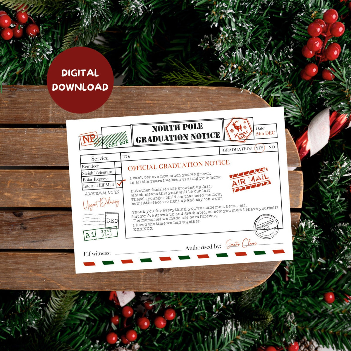 DIGITAL DOWNLOAD - Graduation Mail - Goodbye Forever From The Elf ...