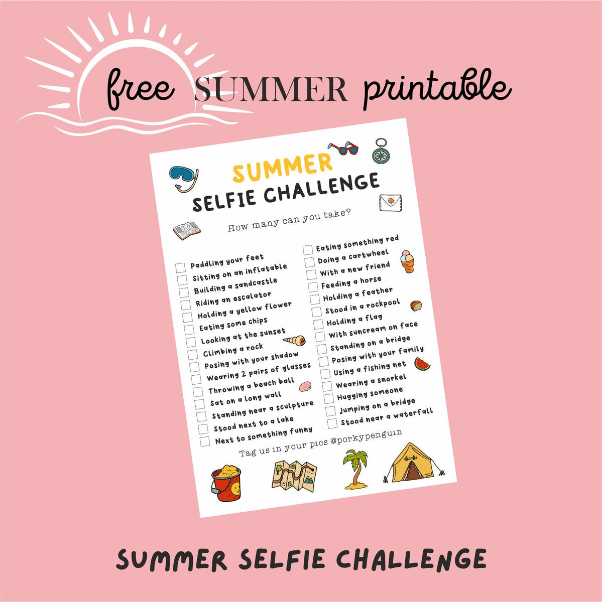 Summer Selfie Scavenger - Free Digital Download – Porky Penguin
