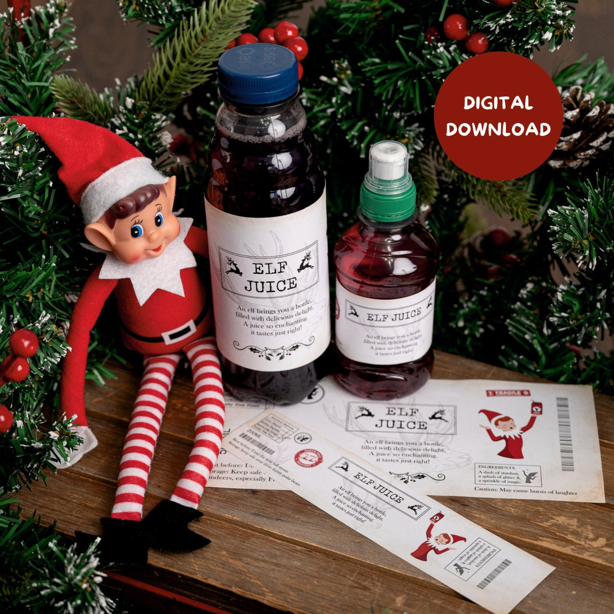 DIGITAL DOWNLOAD - Elf Juice Bottle Wrapper – Porky Penguin