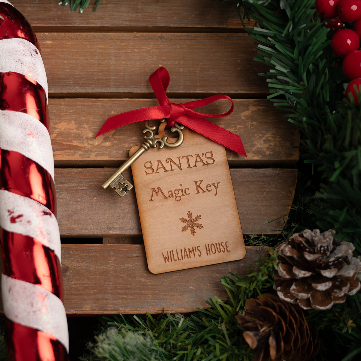 Personalised Wooden Christmas Magic Key – Porky Penguin