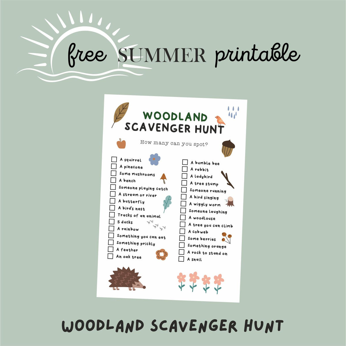 Woodland Scavenger Hunt - Free Digital Download – Porky Penguin