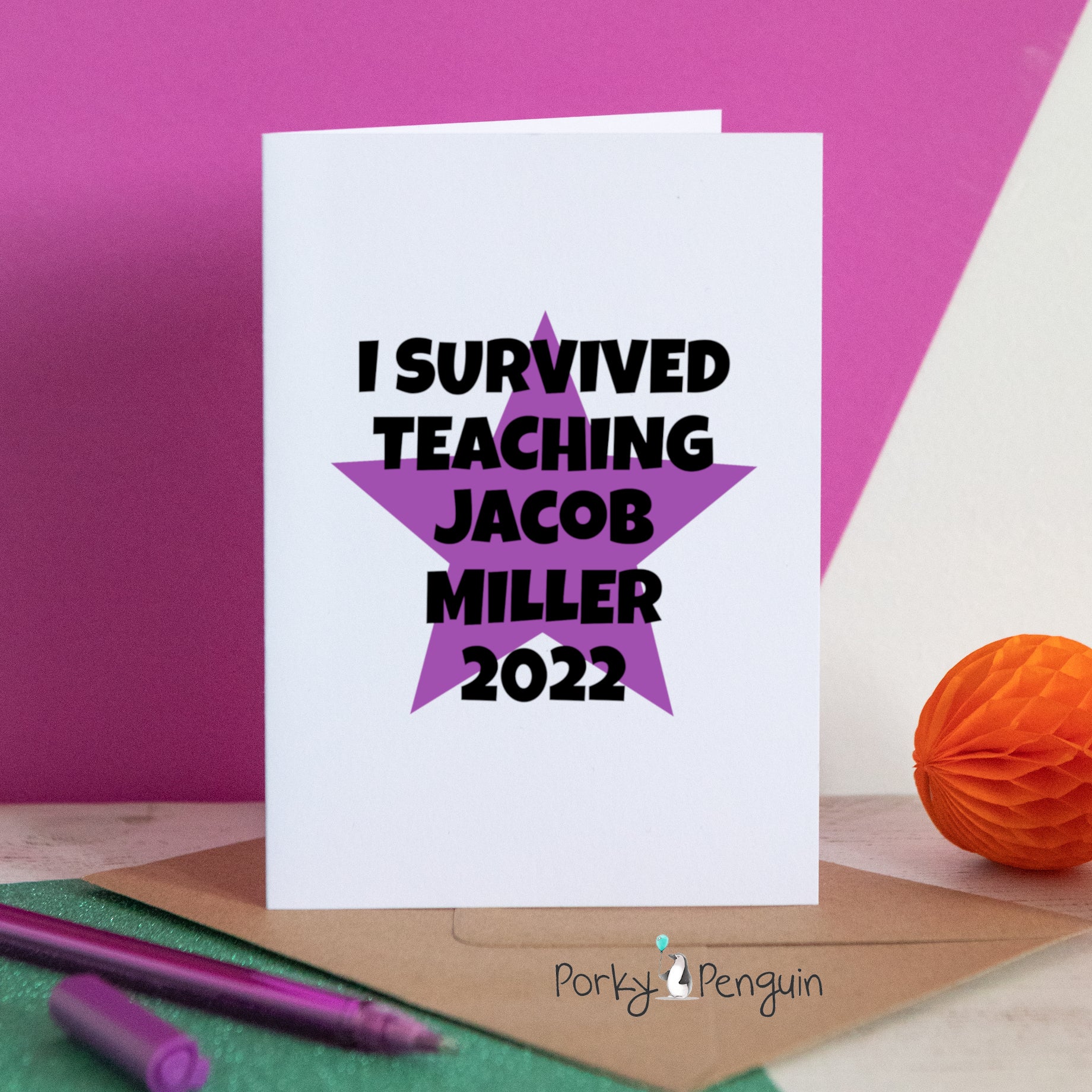 I Survived Personalised Teacher Card – Porky Penguin